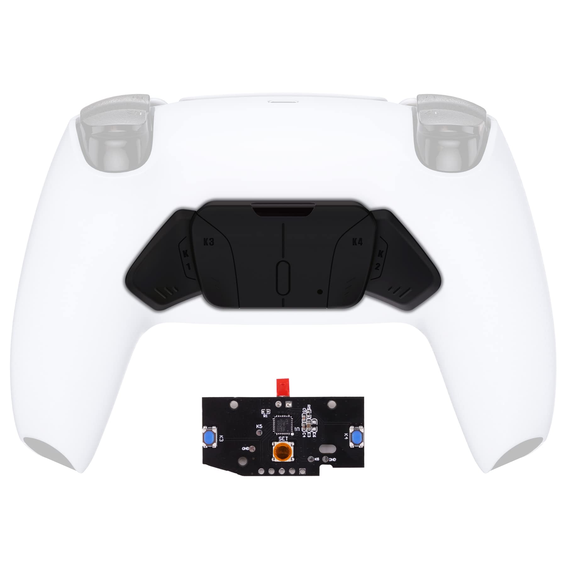 Turn RISE to RISE4 Kit – Redesigned Solid Black K1 K2 K3 K4 Back Buttons Housing & Remap PCB Board for PS5 Controller eXtremeRate RISE & RISE4 Remap kit - Controller & Other Accessories NOT Included