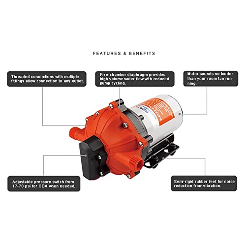 XuuSHA Hand Bilge Pump 12V SFDP1-050-060-55 High Pressure Water Pump Diaphragm Pump Bilge Pump Automatic (Voltage : 12V)