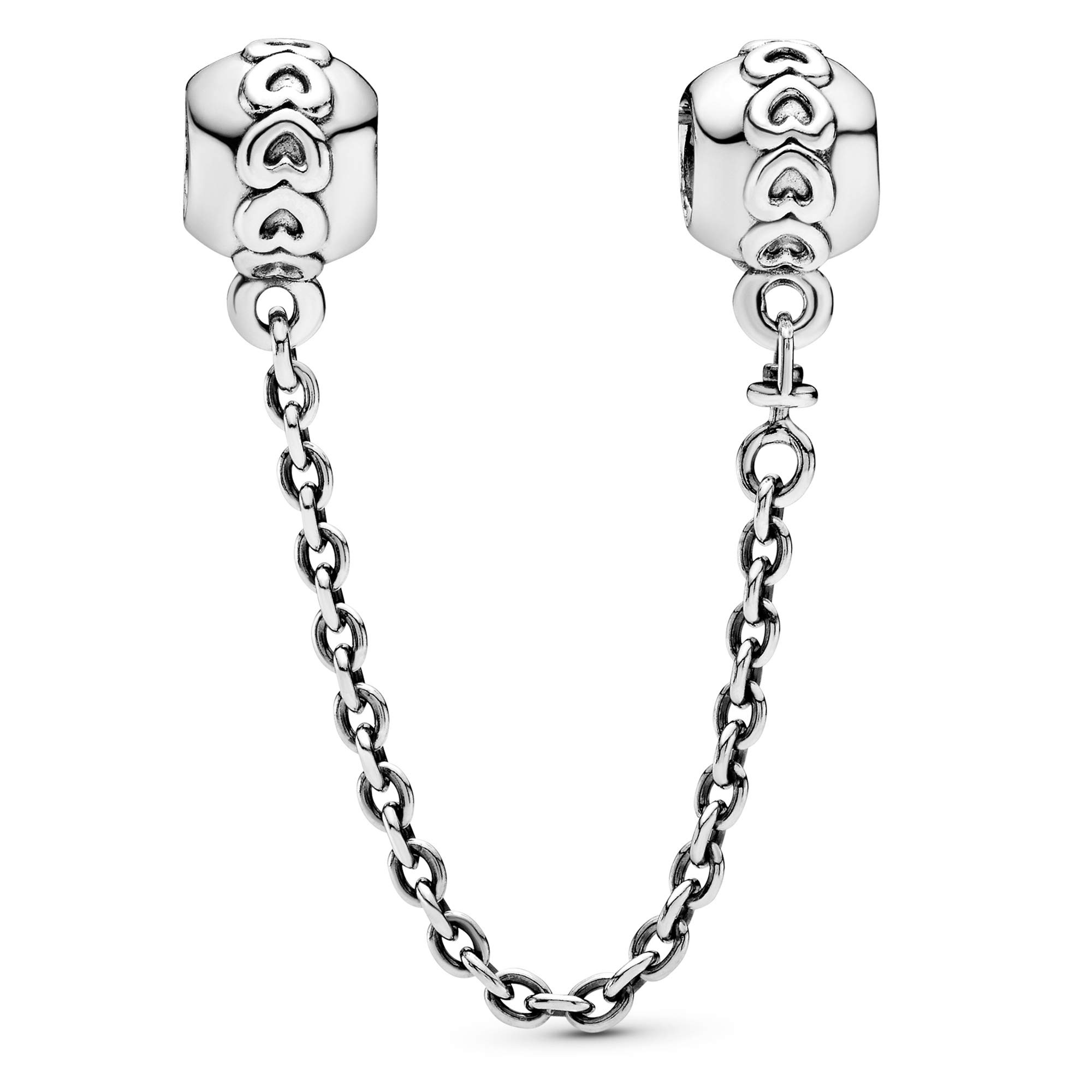 Pandora Jewelry Band of Hearts Safety Chain Sterling Silver Charm, 2", No Box