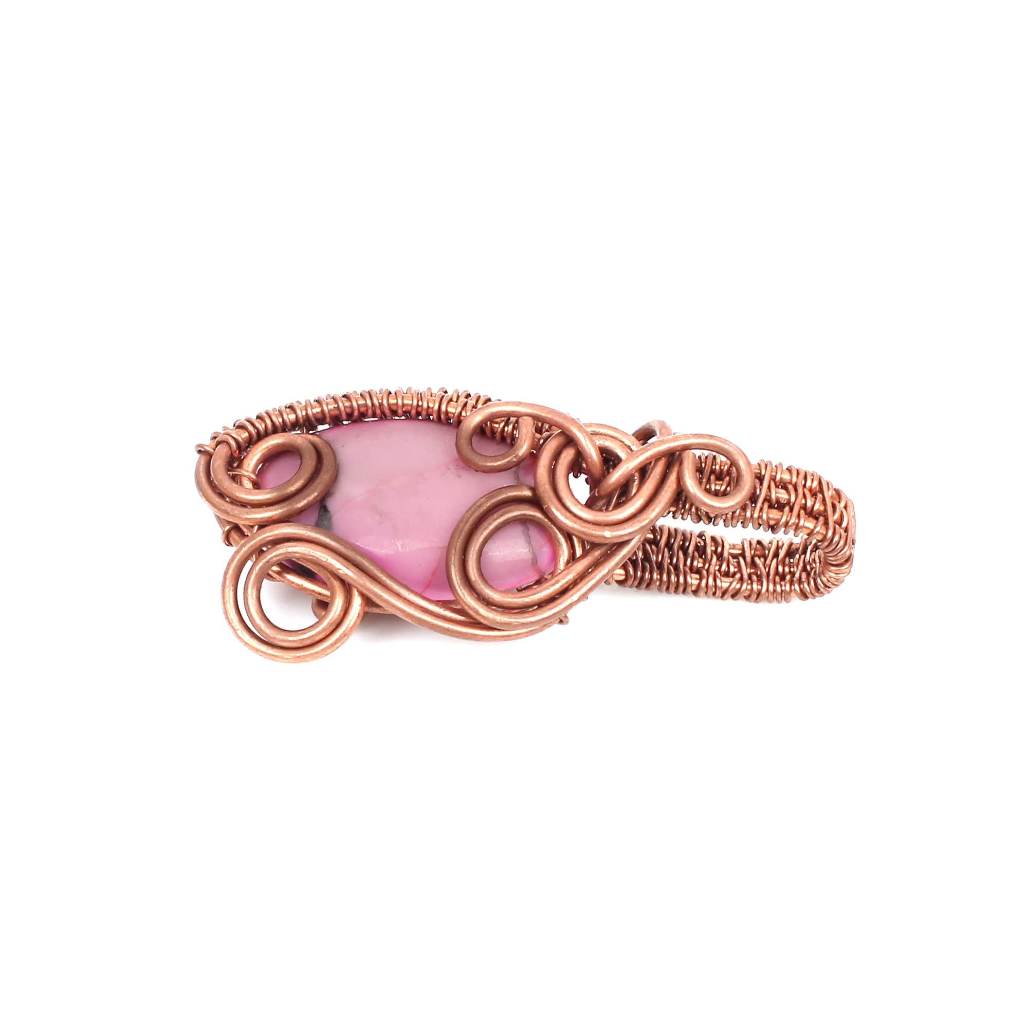Wire Wrapped Copper Antique Jewelry Pink Jasper Pendant For Unisex