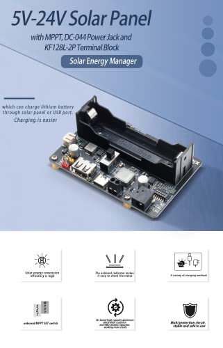 xicoolee Solar Energy/Power Manager Module, Solar Power for 5V-24V Solar Panel, Supports Solar Panel or USB Port Battery Charging