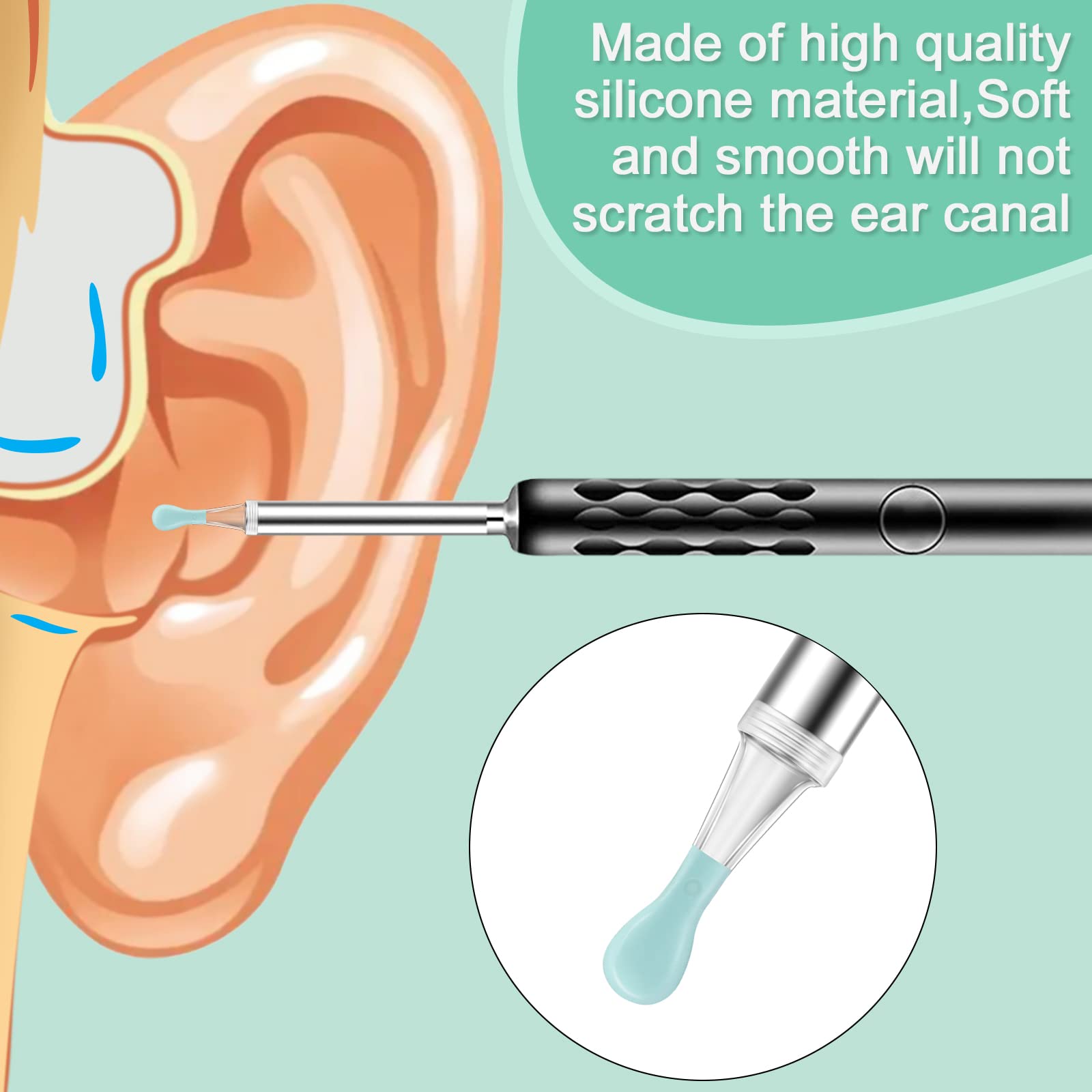 Original Replacement Ear Spoons, Ear Cleaner Tips Ear Wax Removal Tool Compatible with BEBIRD C3 Pro/X17 Pro/M9 Pro/K10 (16PCS)