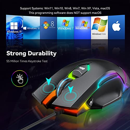 TECKNET Ergonomic Wired Mouse, 4 Adjustable DPI Levels, Silent & Flexible, Compatible with Windows/Mac/Chrome/Linux, 1.5m USB Cable