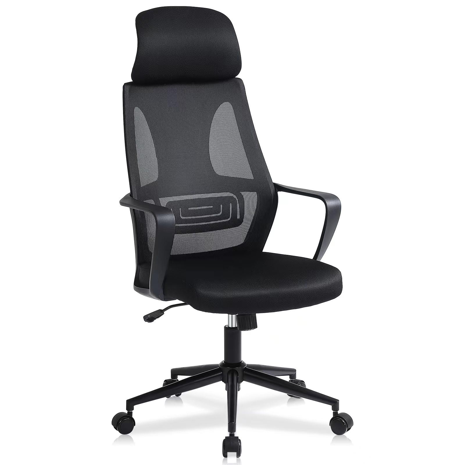 Nusetx Ergonomic Office Desk Chair - High-Back Adjustable Height Computer Chair with Lumbar Support, Armrests, Headrest, and Reclining Function, Swivel Executive Task Chair, Black