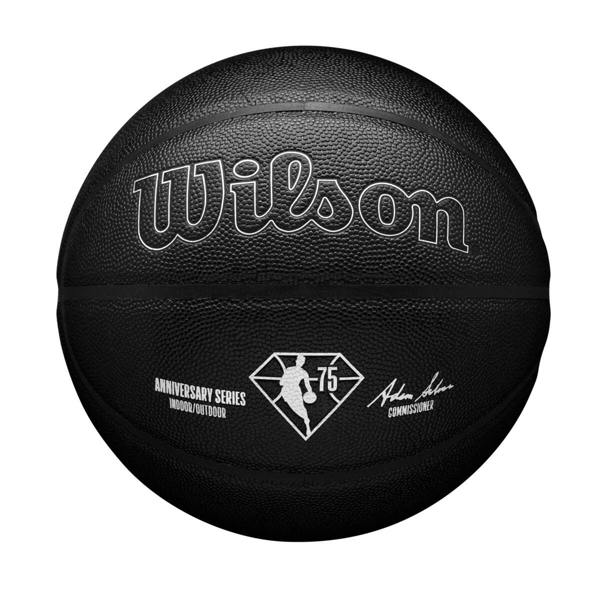 WILSON NBA 75th Indoor Outdoor Basketball - Black/Silver, Size 7-29.5"