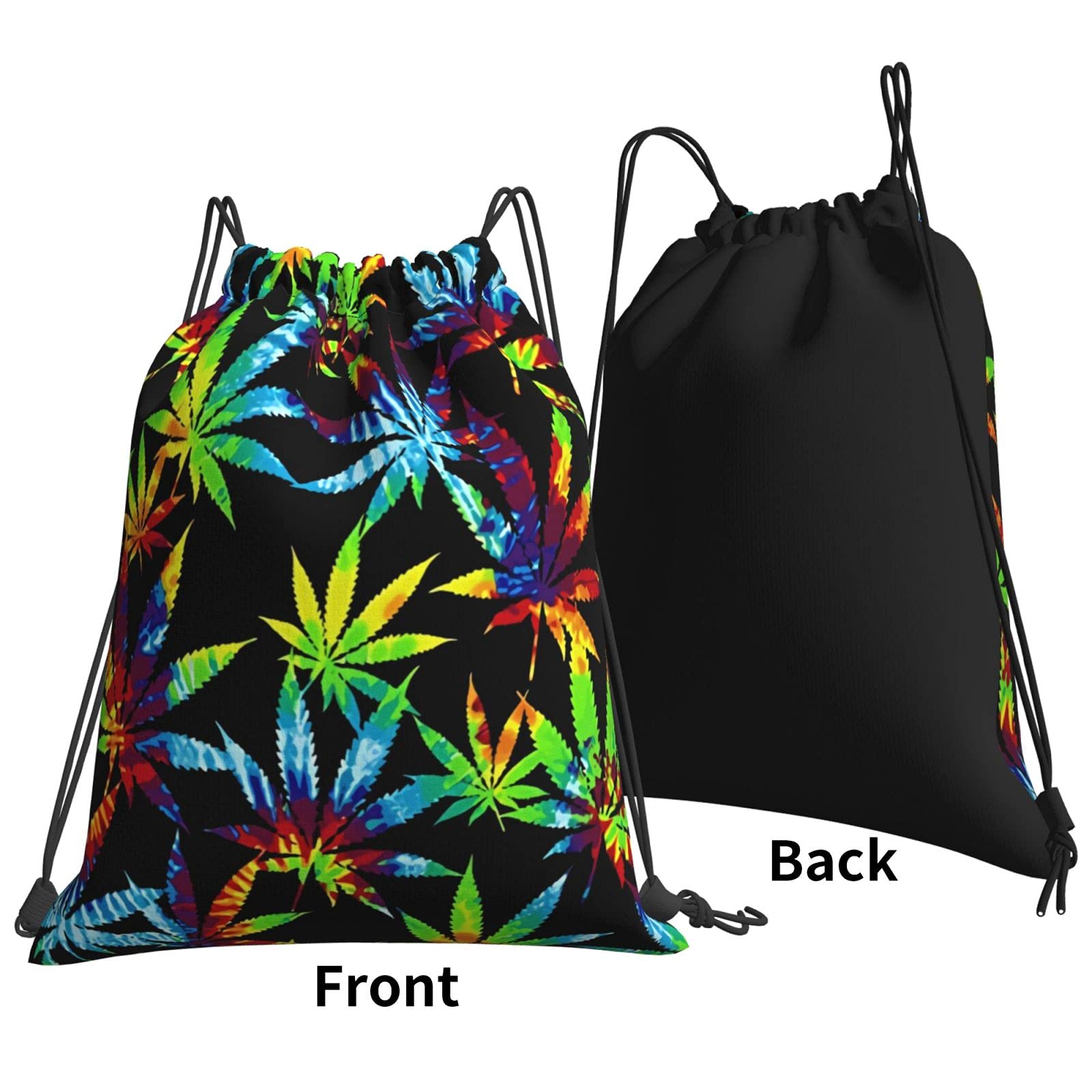 Tie Dye Weed Drawstring Backpack Bag Sport Gym Sackpack Waterproof Cinch Bags for Workout Yoga Beach Travel Camping