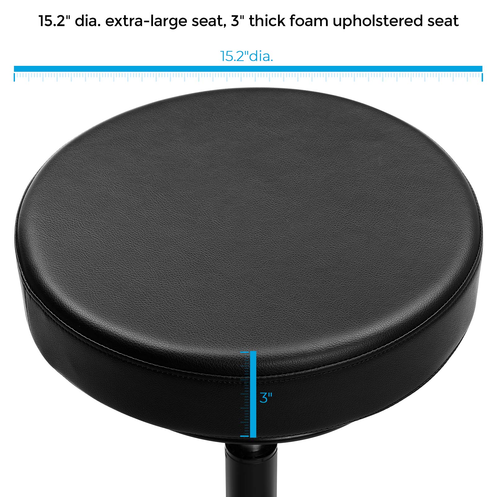 SONGMICS Office Stool Chair, Rolling Standing Stool, Ergonomic Wobble Stool with Adjustable Footrest, Swivel Adjustable Drafting Stool, 23.4-31.9 Inches, Black UOSC007B01
