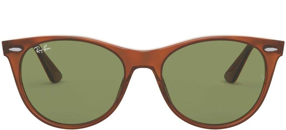 Ray-Ban RB2185 Wayfarer II Round Sunglasses, Havana On Transparent Beige/Bottle Green, 55 mm