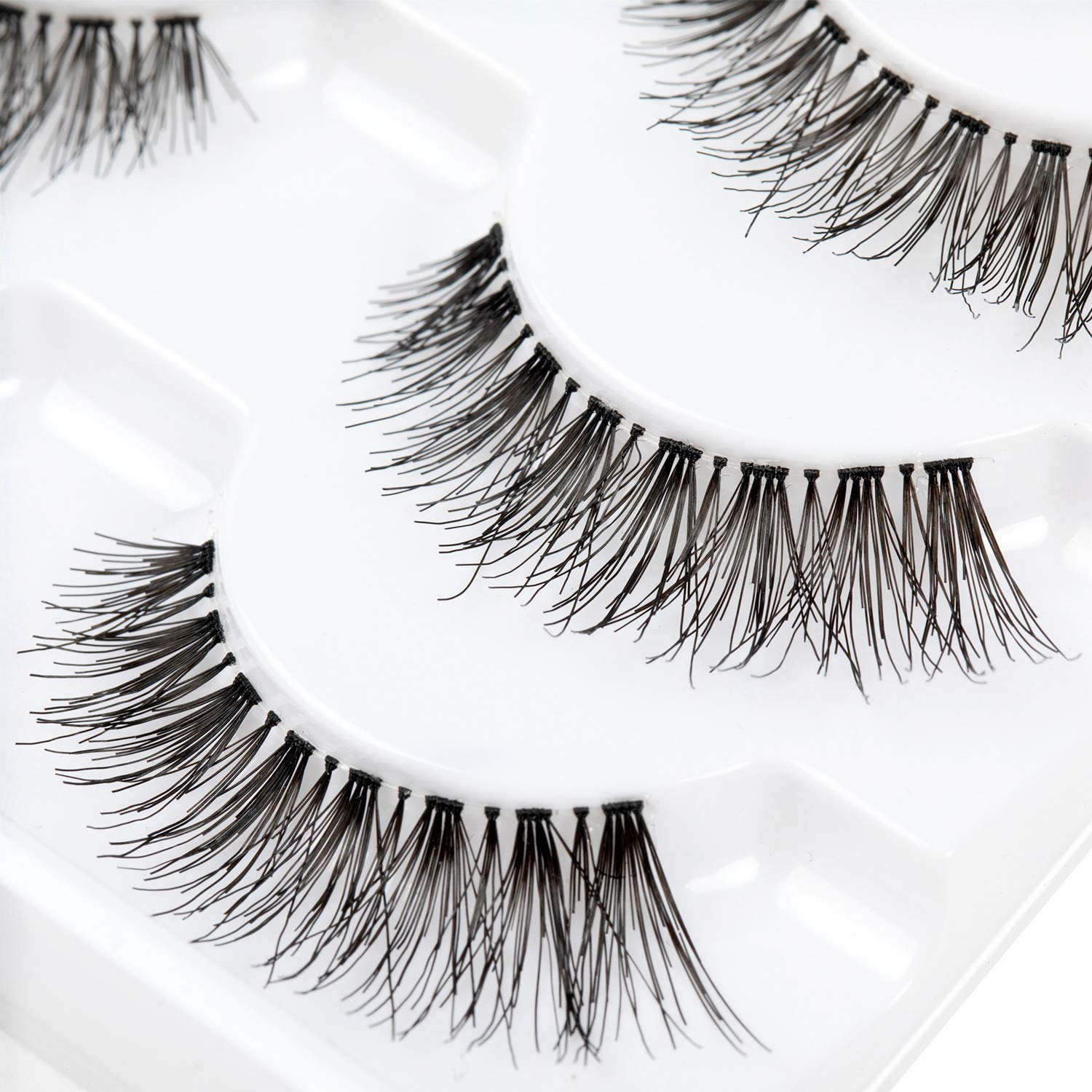 Newcally Lashes Wispy Fake Eyelashes with Glue Set 5 Pairs Natural 3D False Lashes Fluffy Volume Long Strip False Eye Lashes Handmade Luxurious Fake Lashes Pack