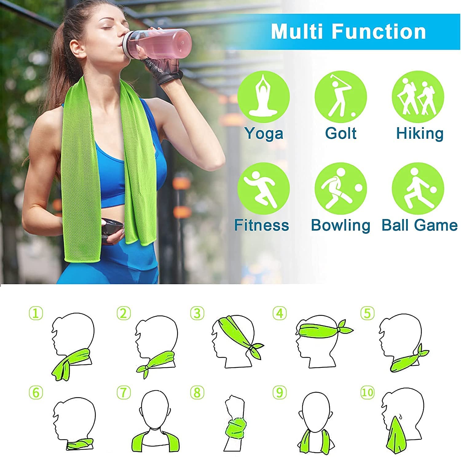 Vhger Cooling Towel, 4 Pack Ice Towel (40"x 12"), Microfiber Towel, Soft Breathable Chilly Towel Stay Cool for Yoga, Sport, Gym, Workout, Camping, Fitness, Running, Workout & More Activities
