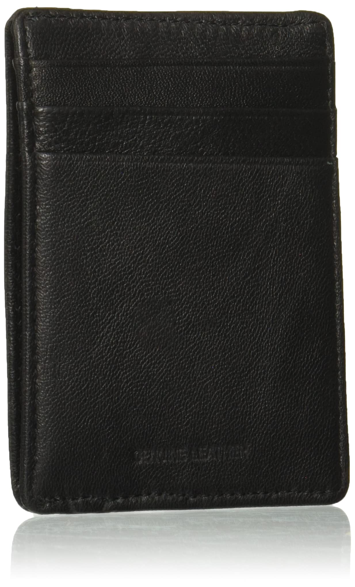 Perry Ellis Men's Perry Ellis Portfolio Card Holder With A Sliver Tone Logo, Black, One Size