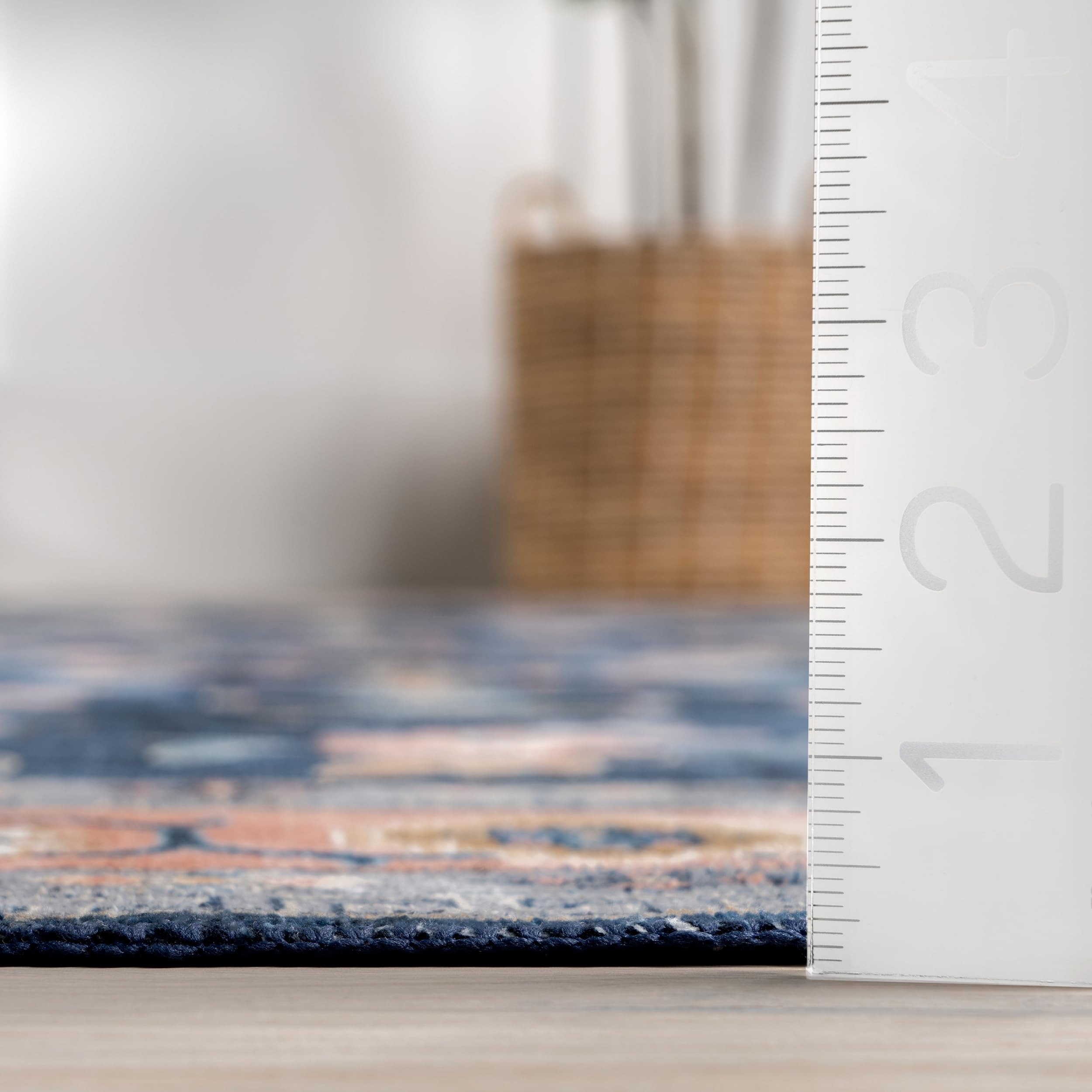 nuLOOM Lauren Liess Dayflower Vintage Machine Washable Area Rug, 9x12, Blue