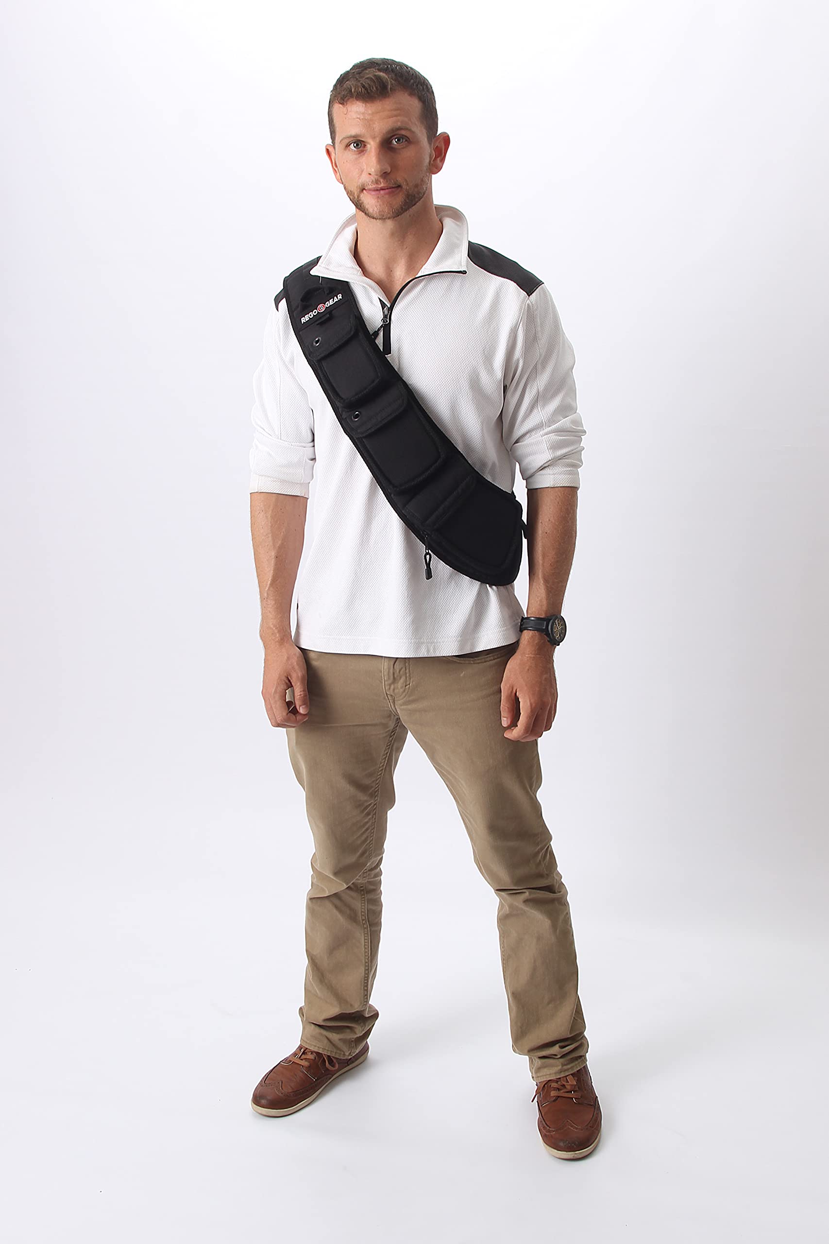 Premium Crossbody Sling Bag Travel Hiking Shoulder Daypack Black. Holds Water Bottle, Cell Phone, and Much More