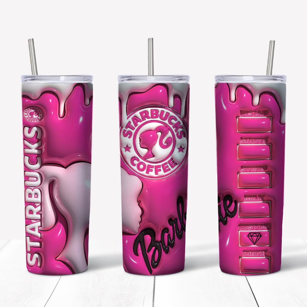 Savvy Sisters Gifts Pink Girls Doll Skinny Tumbler Stainless Steel Insulated Summer Picnic Vacation Birthday Girl Gift Lets Go Party Doll Lover 20 oz