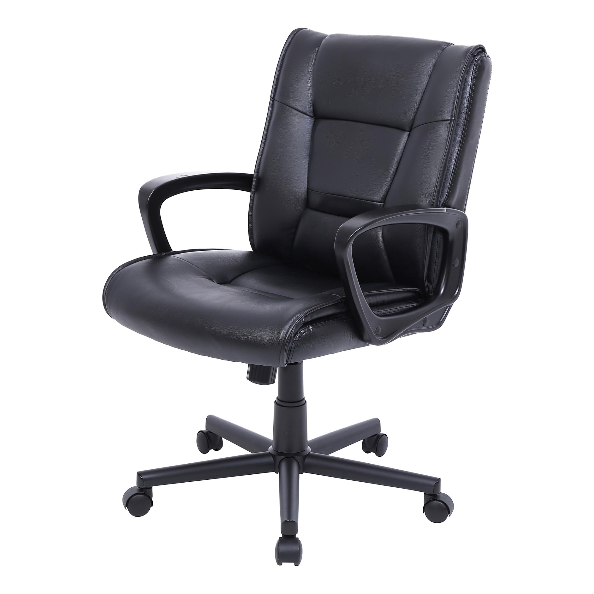 RealspaceĀ® Rezzi Vegan Leather Mid-Back Manager Chair, Black