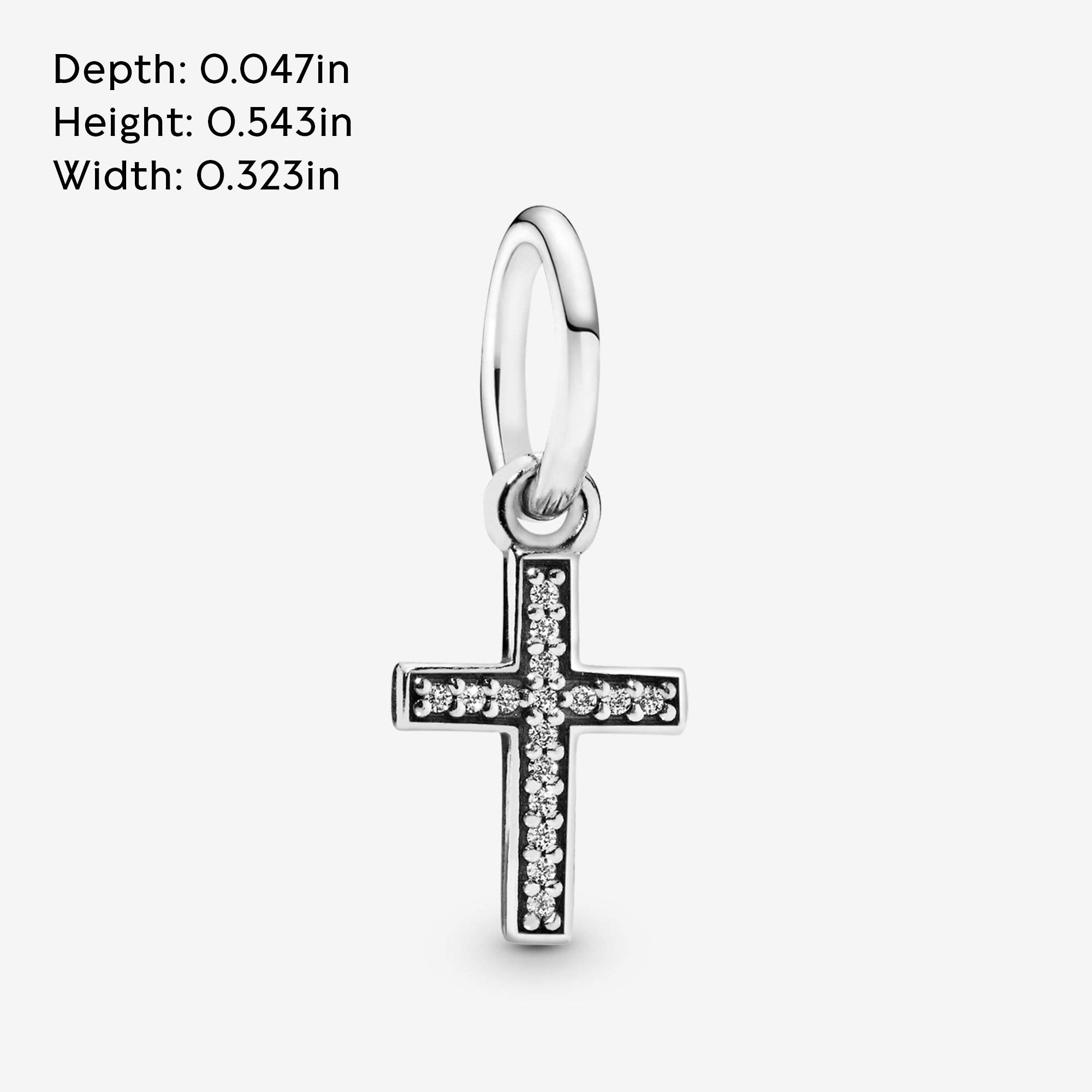 PANDORA Symbol Of Faith Cross Dangle Charm, Sterling Silver, Cubic Zirconia, One Size
