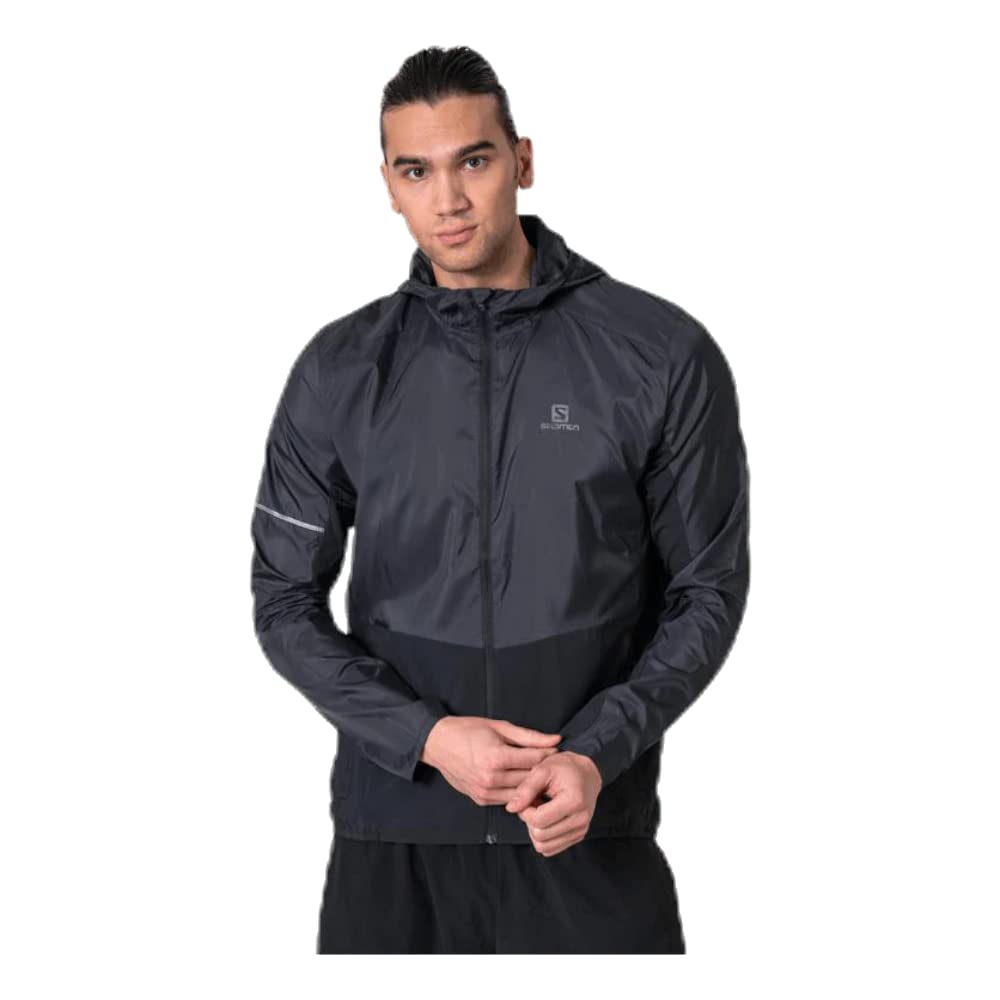 Salomon Men's Agile Full Zip Hoodie, Black, Large