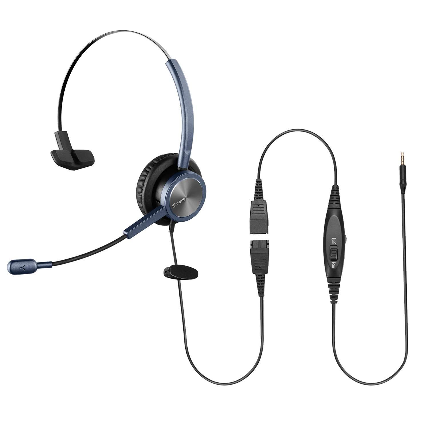 Sinseng TelPhone Headset with Microphone Noise Cancelling for Call Center, 3.5mm Computer Headphones with Volume Control for iPhone iPad Samsung PC, Office Phone Headset for Online Courses Dictation