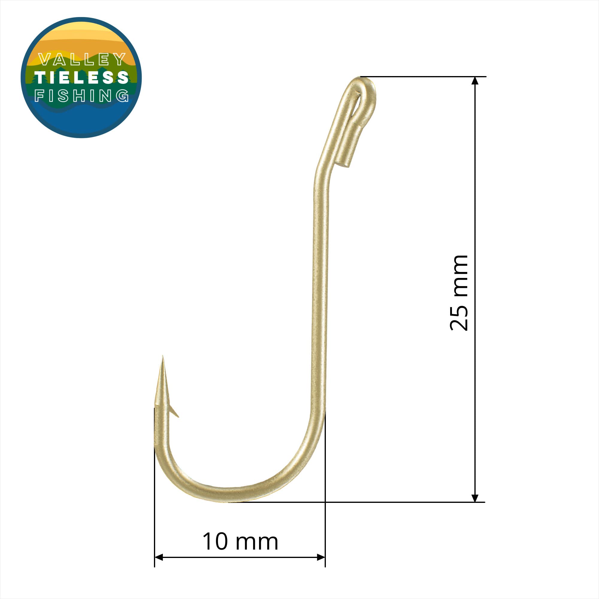 Valley Tieless Fishing, EZ Fishing Hook, Freshwater Barbed Hook Set, 5 Pack #6 Gold Hooks