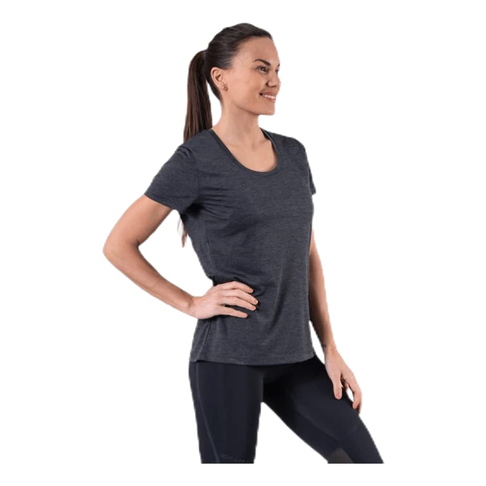 Salomon Women's Standard Agile Short Sleeve TEE W, Ebony/black/Heather, X-Large