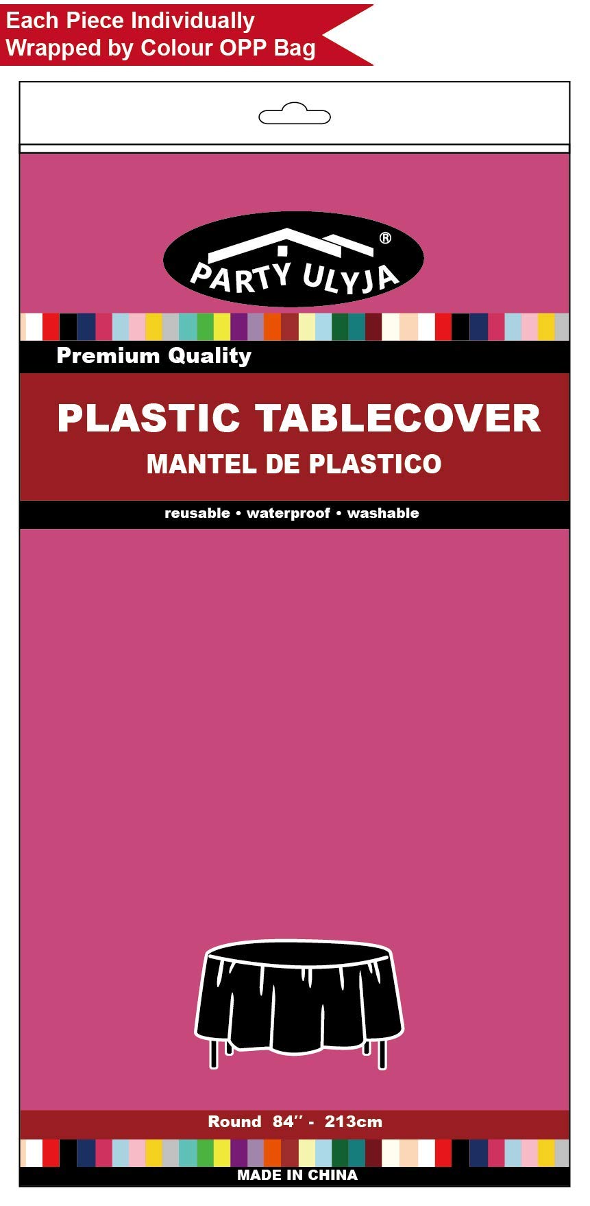 PARTY ULYJA Hot Pink Plastic Tablecloths 2 Pack Fuchsia Disposable Table Covers 84 Inch Circle Magenta Birdal Shower PEVA Cerise Table Cloths for Picnic Birthday Wedding's 6 ft Round Table Use
