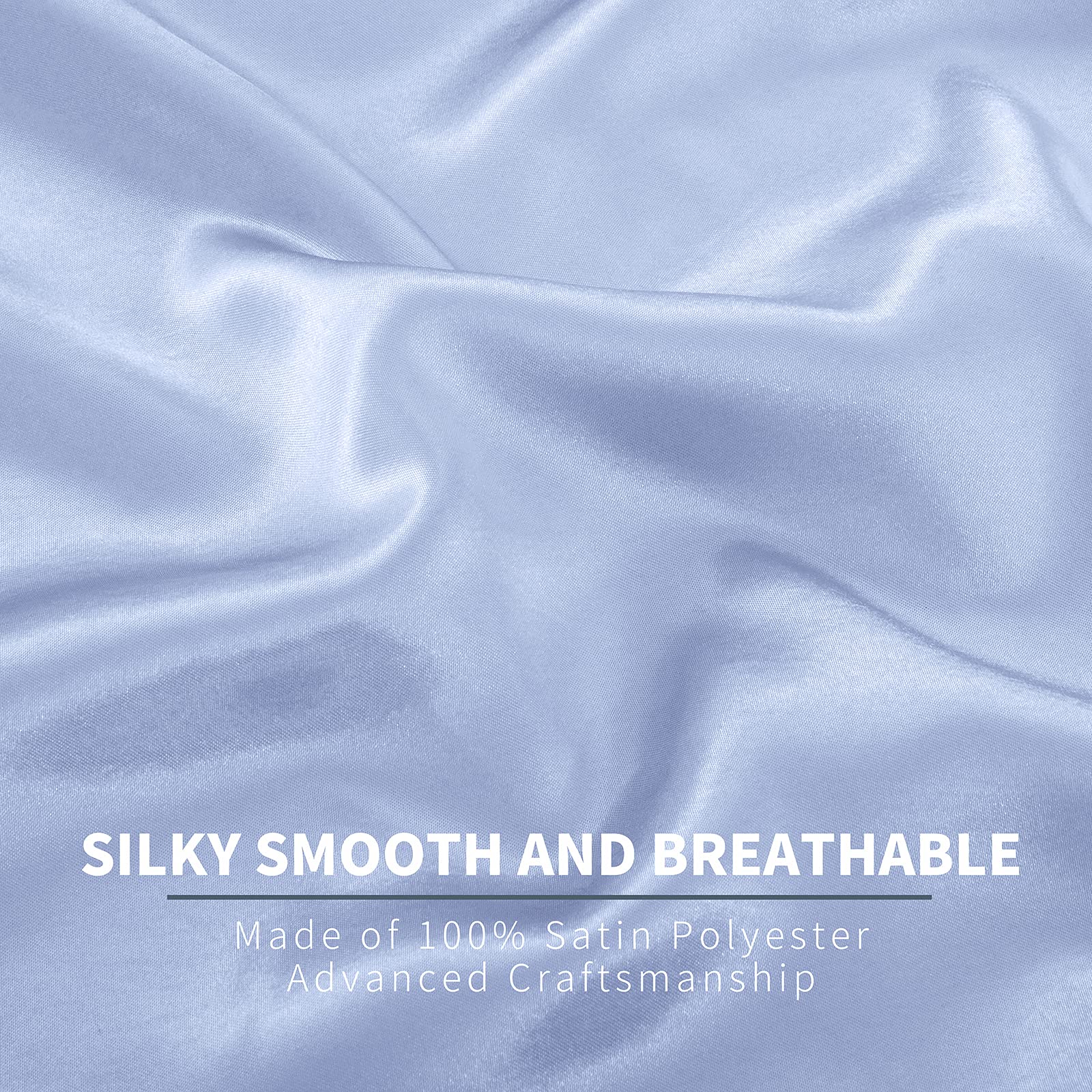 P Pothuiny 6 Pieces Satin Sheets Striped Printed, Flint Blue Satin Bed Sheets Luxury Silky Full Size Bedding Set, 1 Satin Fitted Sheet + 1 Flat Sheet + 4 Pillow Cases