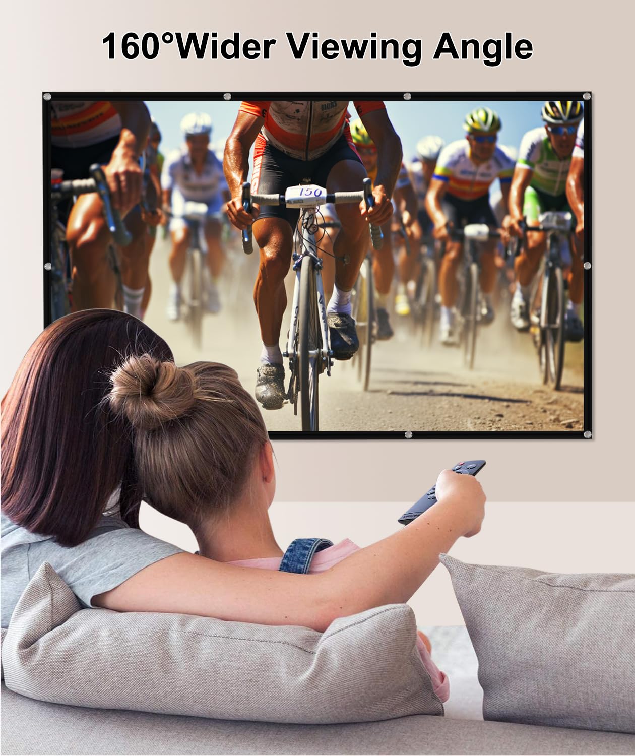 Projector Screen 100 Inch, Foldable Wrinkle Free Movies Screen Wall Mount, 16:9 4K Rear Front Projection Screen with Hooks Ropes, Easy to Set up for Backyard Home Theater