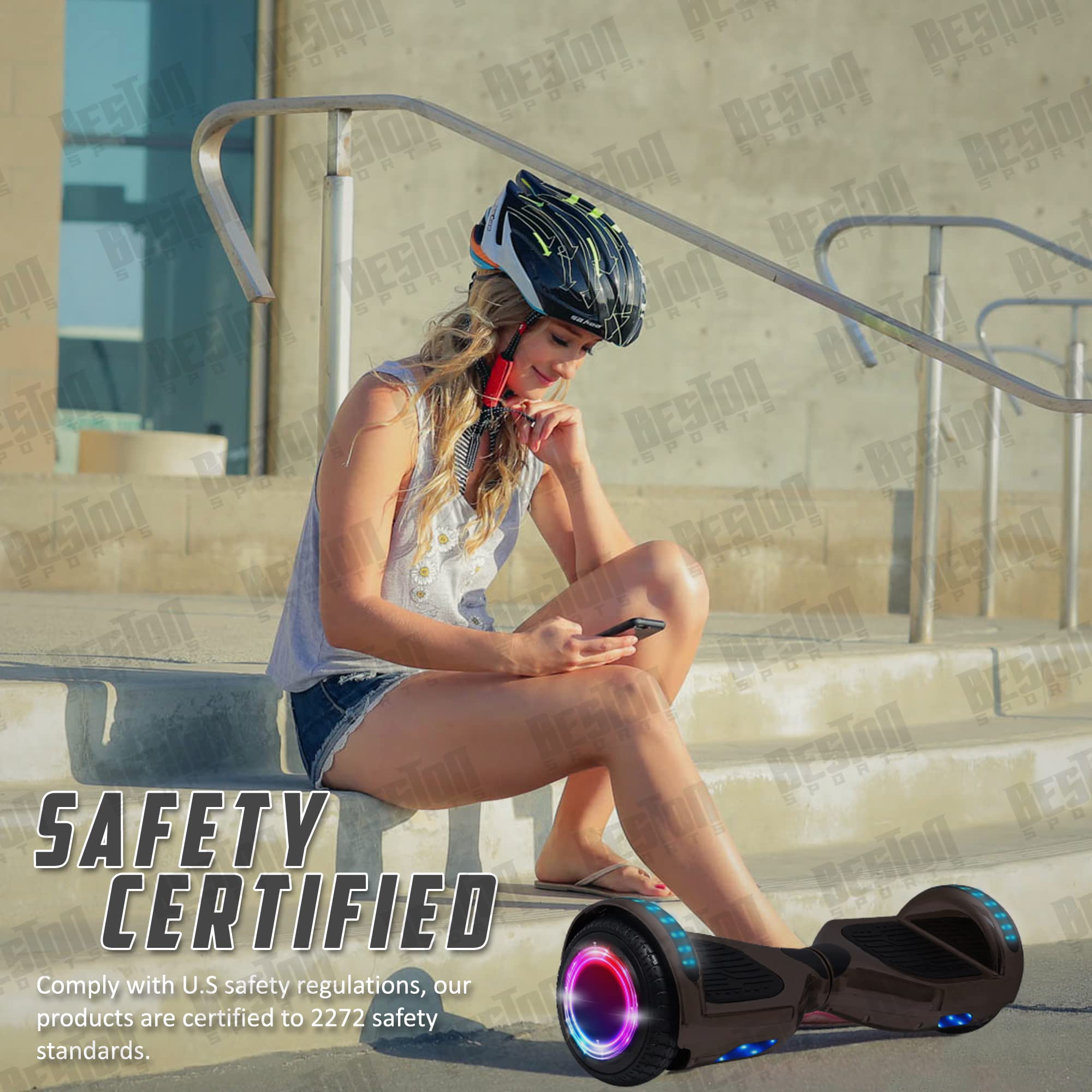 Newest Generation Electric Hoverboard Dual Motors Two Wheels Hoover Board Smart Self Balancing Scooter with Built-in Bluetooth Speaker LED Lights for Adults Kids Gift (Chrome Blue)