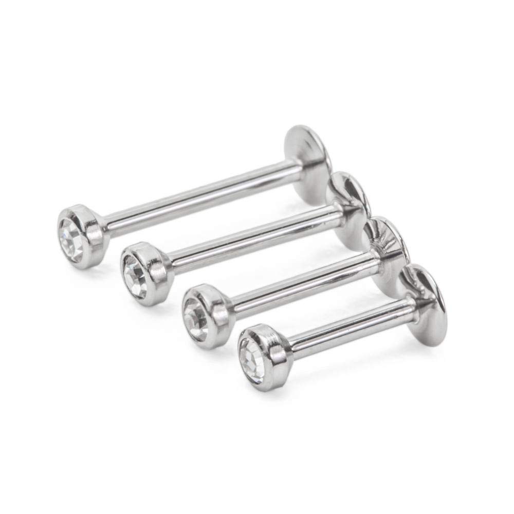 Painful Pleasures 20g Internally Threaded Labret Post with Crystal Jewel Top - Price per 1-8mm ~ 5/16"