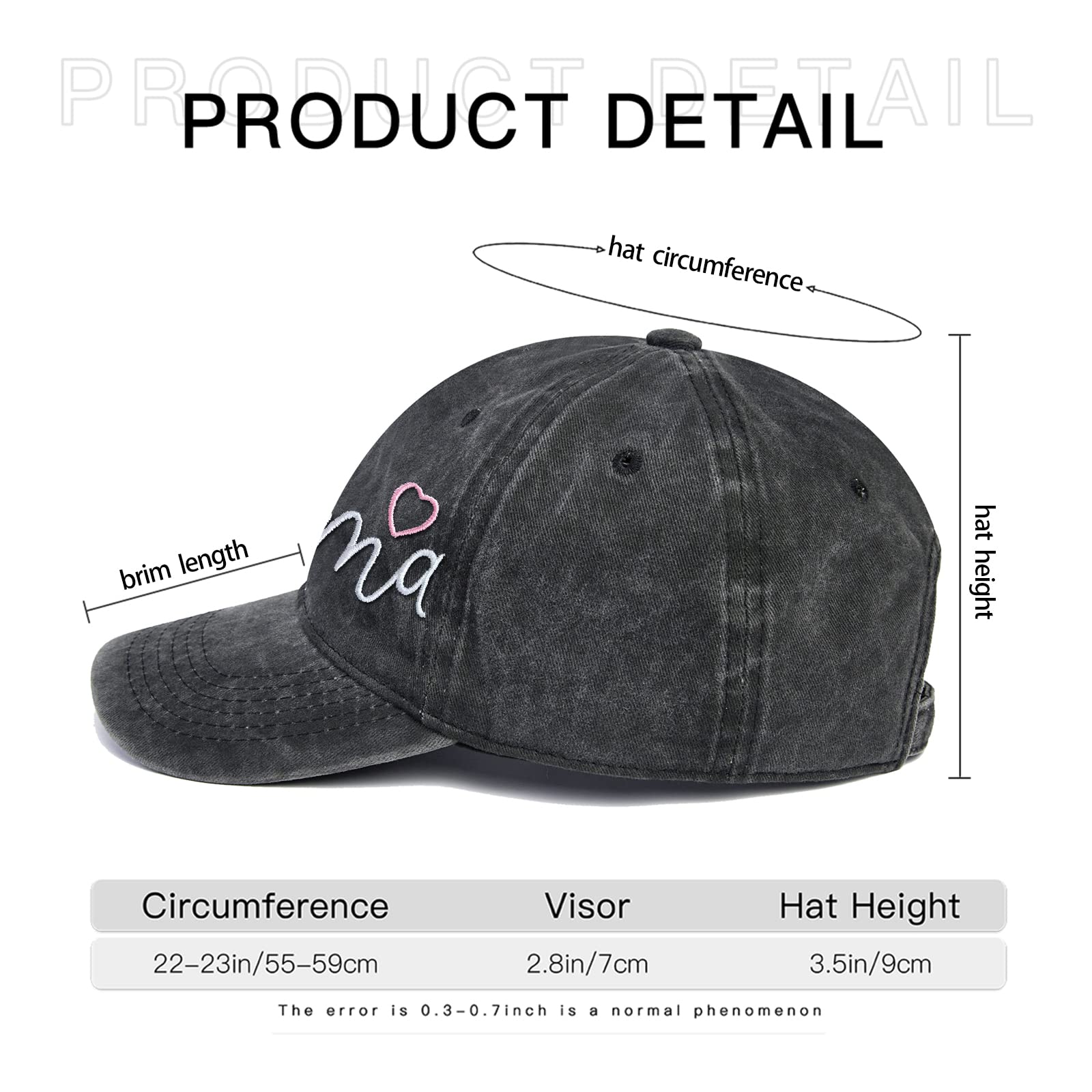 Viezrrle Men Women Embroidered Baseball Hat, Washed Cotton Dad Cap with Adjustable Metal Buckle, Vintage Trucker Hat(mama)