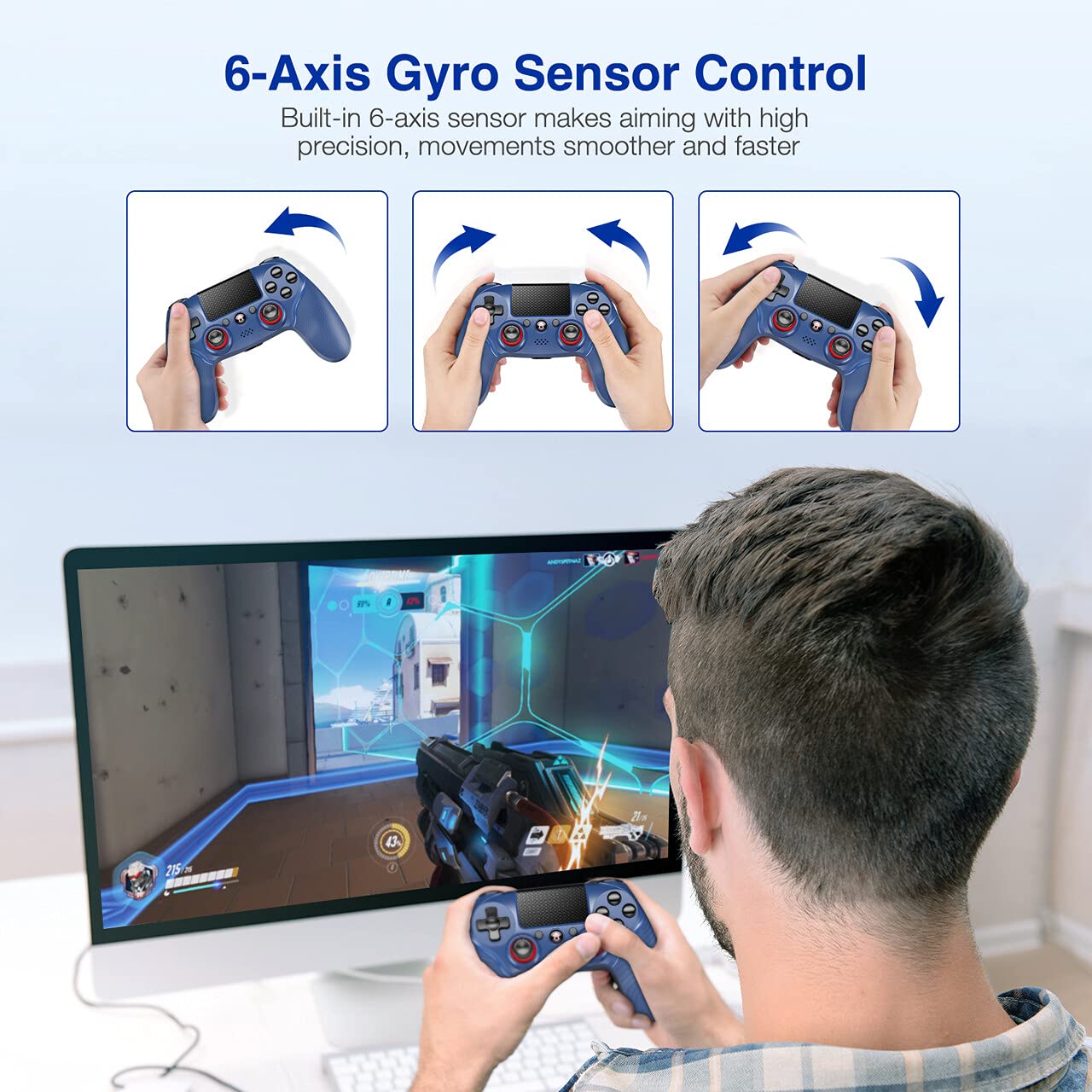 Wireless Controller for PS4 - Touch Panel Controller with Dual Axis Vibration and Wireless Bluetooth Audio Gamepad Joystick Gamepad Gaming Controller for PlayStation 4