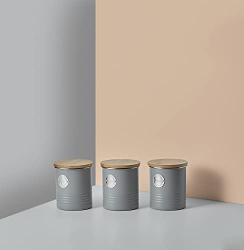 Typhoon Living Airtight Coffee Storage Canister with Bamboo Lid, Grey, 1 Litre