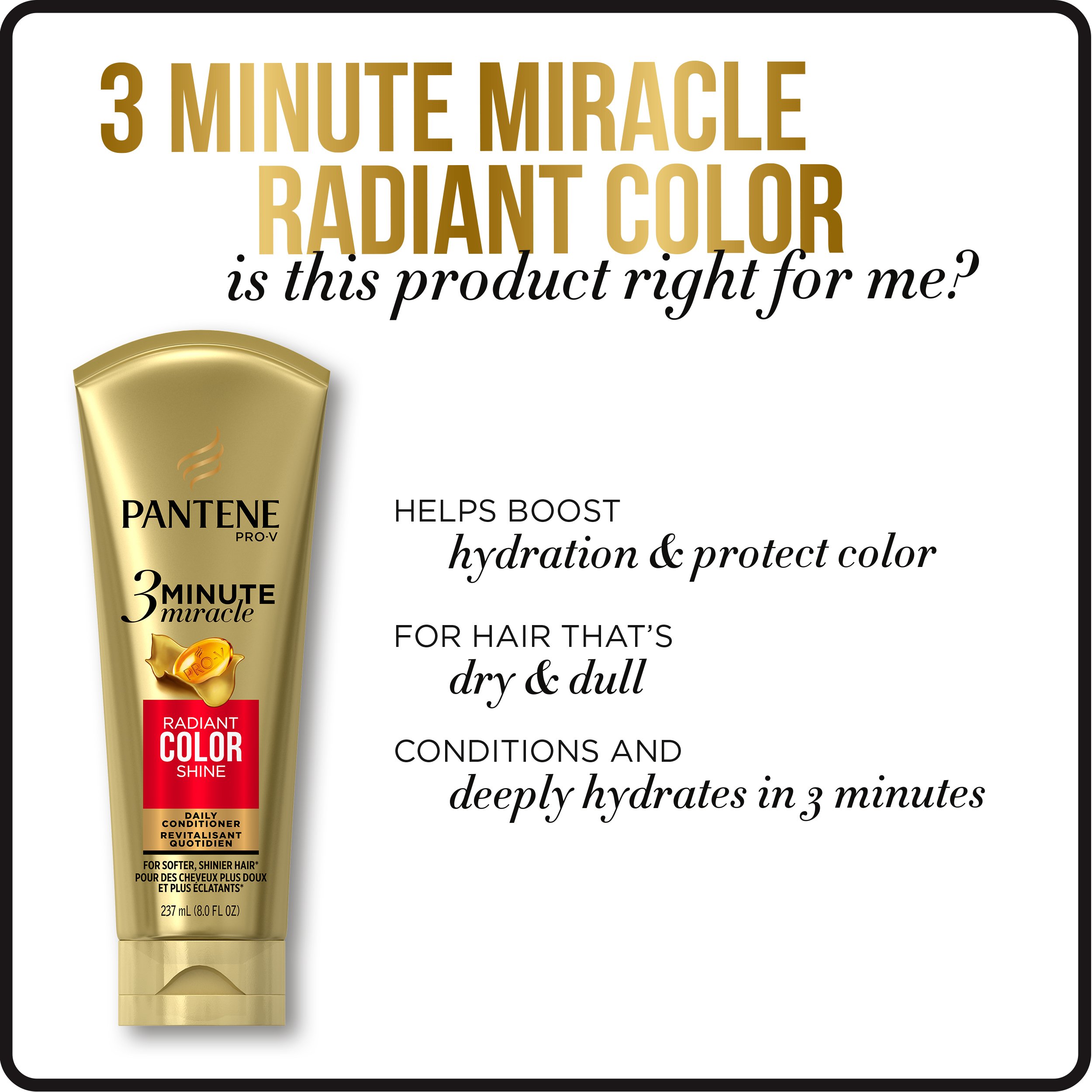 Pantene Pro-v 3 Minute Miracle Radiant Color Deep Conditioner, 6 Fluid Ounce