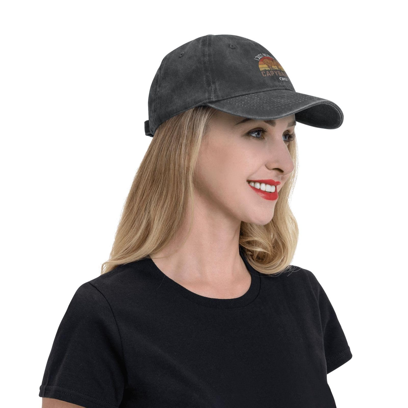 Tywonmy Funny Gift Hat I Just Really Like Capybaras Ok Hat Men Baseball Cap Funny Caps Black