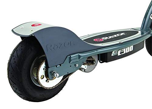 Razor E300 Electric 24 Volt Motorized Rechargeable Scooter with Acceleration Control and Front Brake, Gray with Sport Safety Helmet, Black