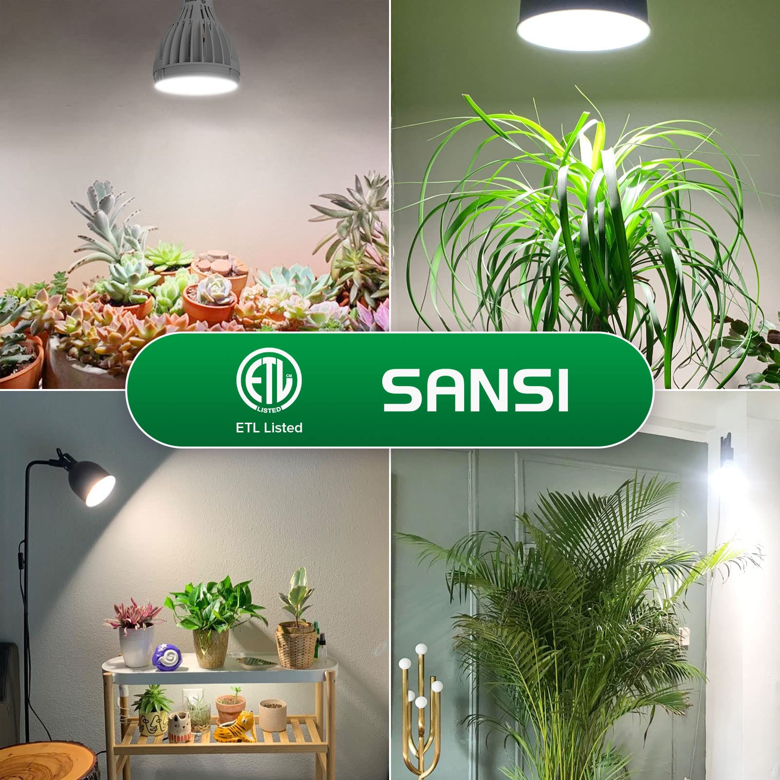 SANSI 32W Grow Light Bulbs for Indoor Plants, 350W Equivalent Full Spectrum LED Grow Light Bulb High PPFD with Optical Lens, Plant Bulbs with Ceramic Tech. Energy Saving for Seeds and Greens