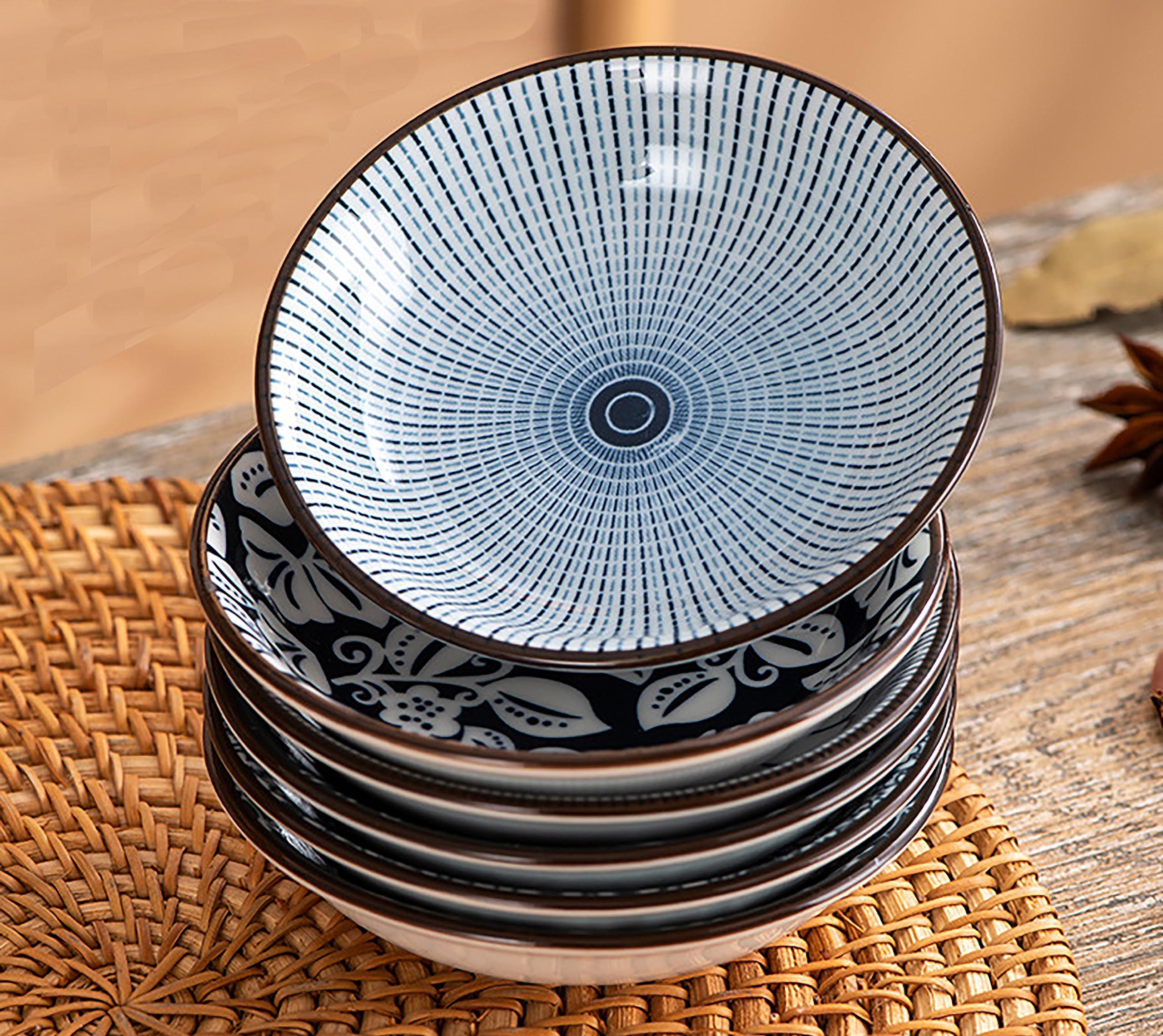 SYJAN HOME Ceramic Dipping Bowls,4 Inch Soy Sauce dish,Pinch Bowls Set of 6,Side Dishes for Snack,Sushi,Sauce,3 Oz Japanese Style Small Bowls for Side Dishes,Kitchen Prep,Vintage Blue