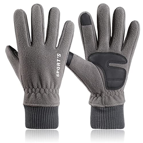 Winter Gloves Men Women Touch Screen Warm Gloves Water Resistant Windproof Thermal Gloves for Driving Running Cycling Texting (Gray)