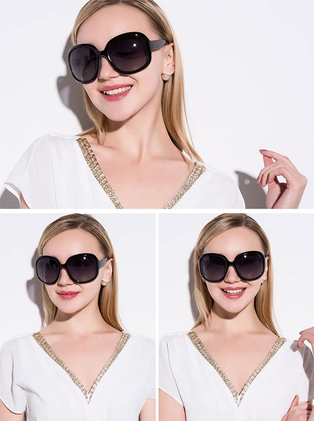 Votange Oversized Polarized Sunglasses Womens Retro Trendy Big Oval Sun Glasses UV Protection Shades For Women