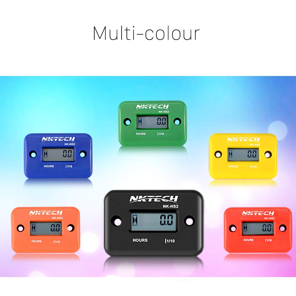 NKTECH NK-HS2 Inductive Hour Meter for Gas Engine Lawn Mover Marine ATV Motorcycle Boat Snowmobile Dirt Bike Outboard Motor Generator IP68 99999HRS Hourmeter (Red)