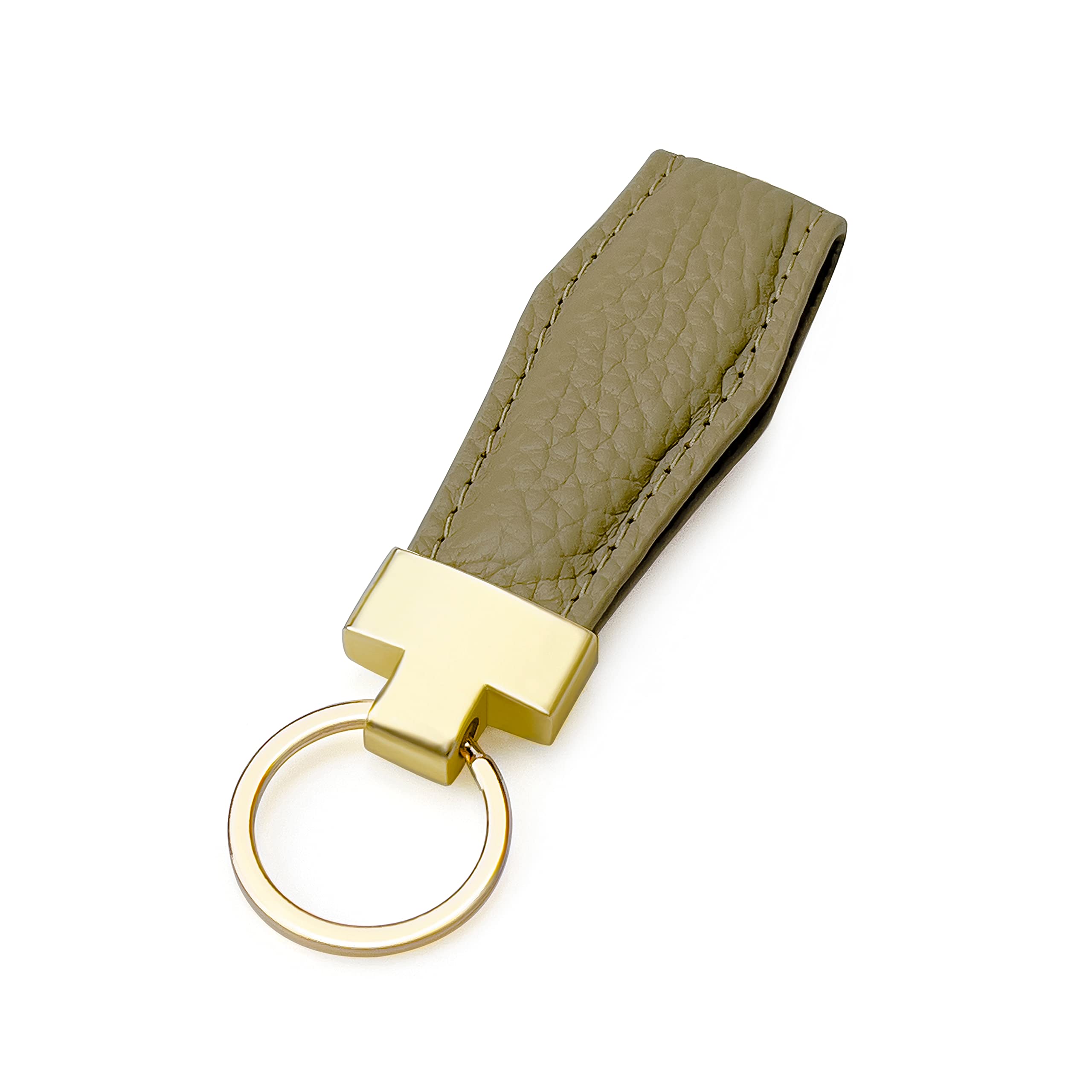 Wlighter Classic Leather Key Chain Holder with Gold Key Rings, Keychain for Car Keys, House Keys (Grey)