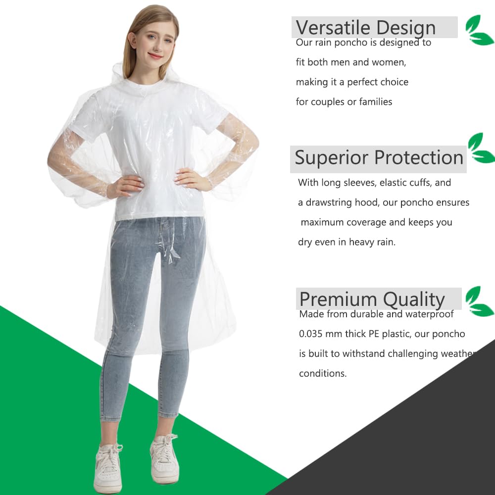 Recurve Bow Rain Poncho,Travel Poncho For Adult 6 Pack Ponchos With Hood Family Pack Emergency Disposable Poncho