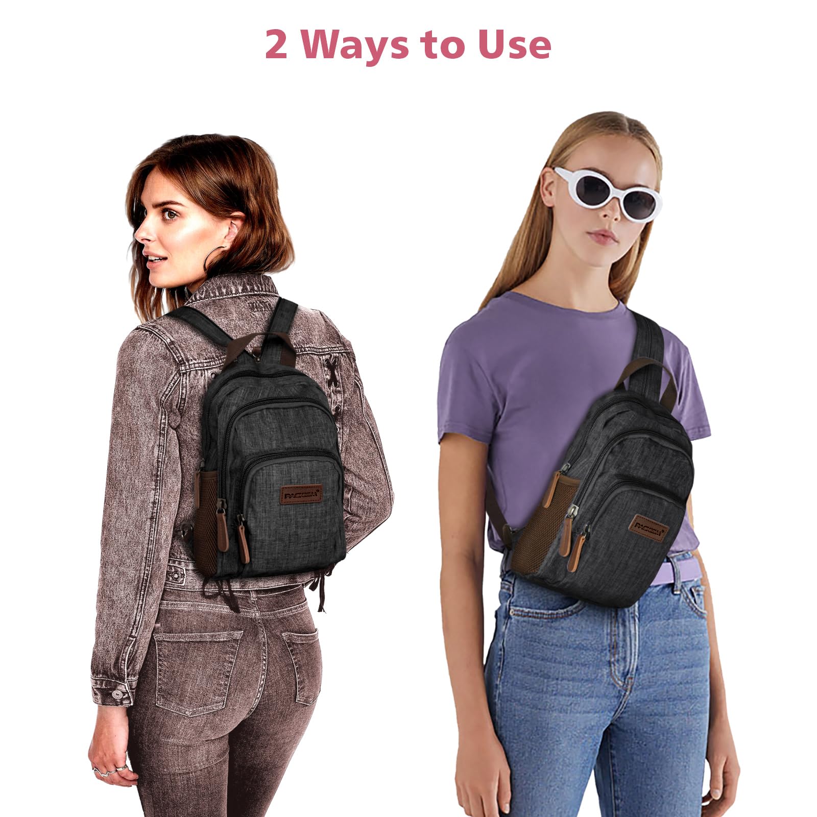 PACKISM Small Backpack Purse for Women - Convertible Sling Bag Multiple Compartment Pockets Adjustable Straps Mini Backpack