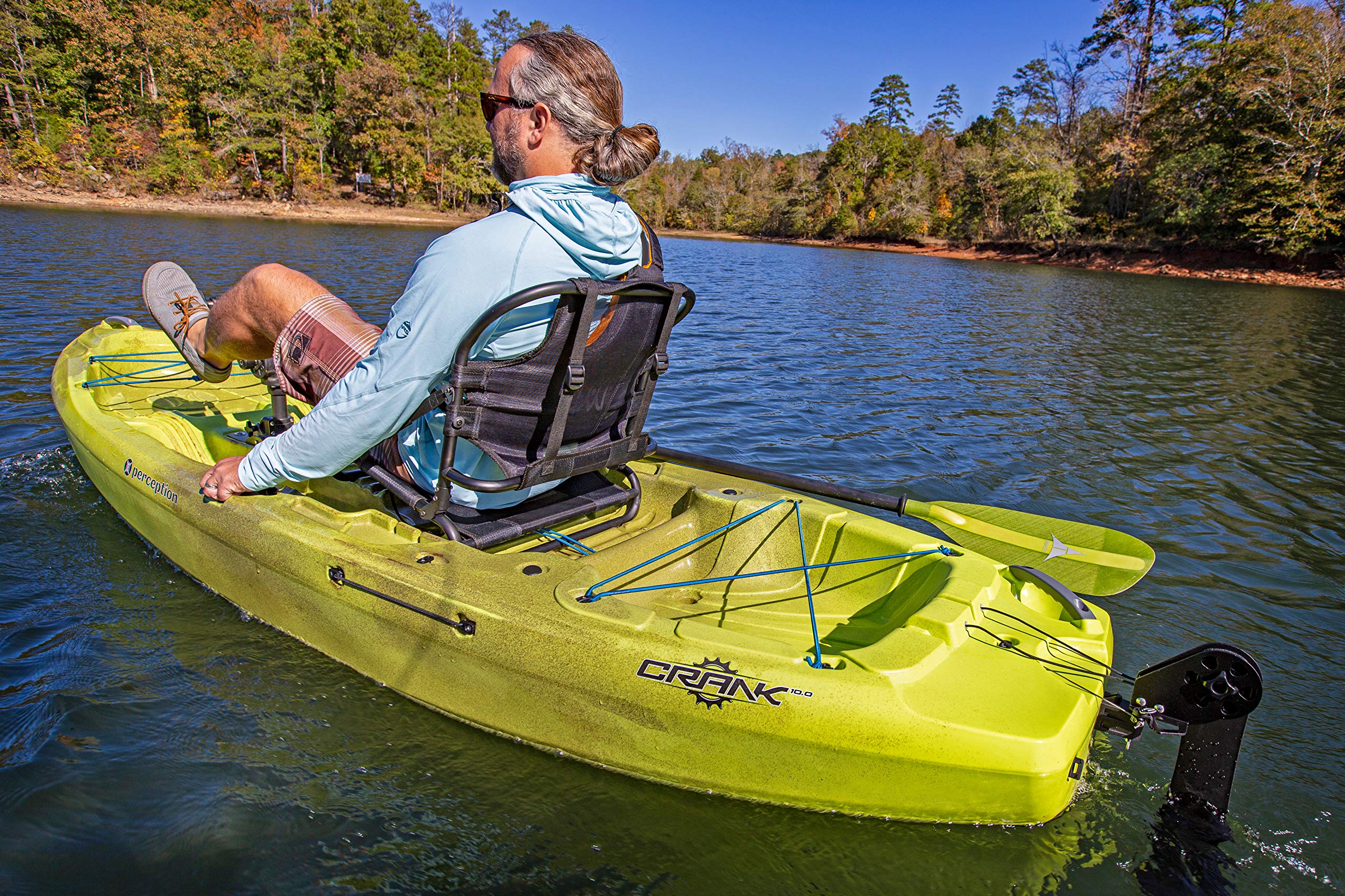 Perception Kayaks Crank 10 | Sit on Top Pedal Kayak | Adjustable Lawn Chair Seat | 10' | Grasshopper (9351800177)