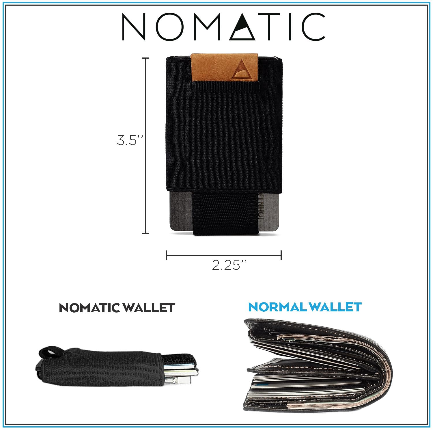 NOMATIC Minimalistic Wallet for Men and Women - Slim Wallet Fits In Front Pocket - Holds 4-15 Cards - Hidden Cash Holder and Key Holder Pocket (Black)