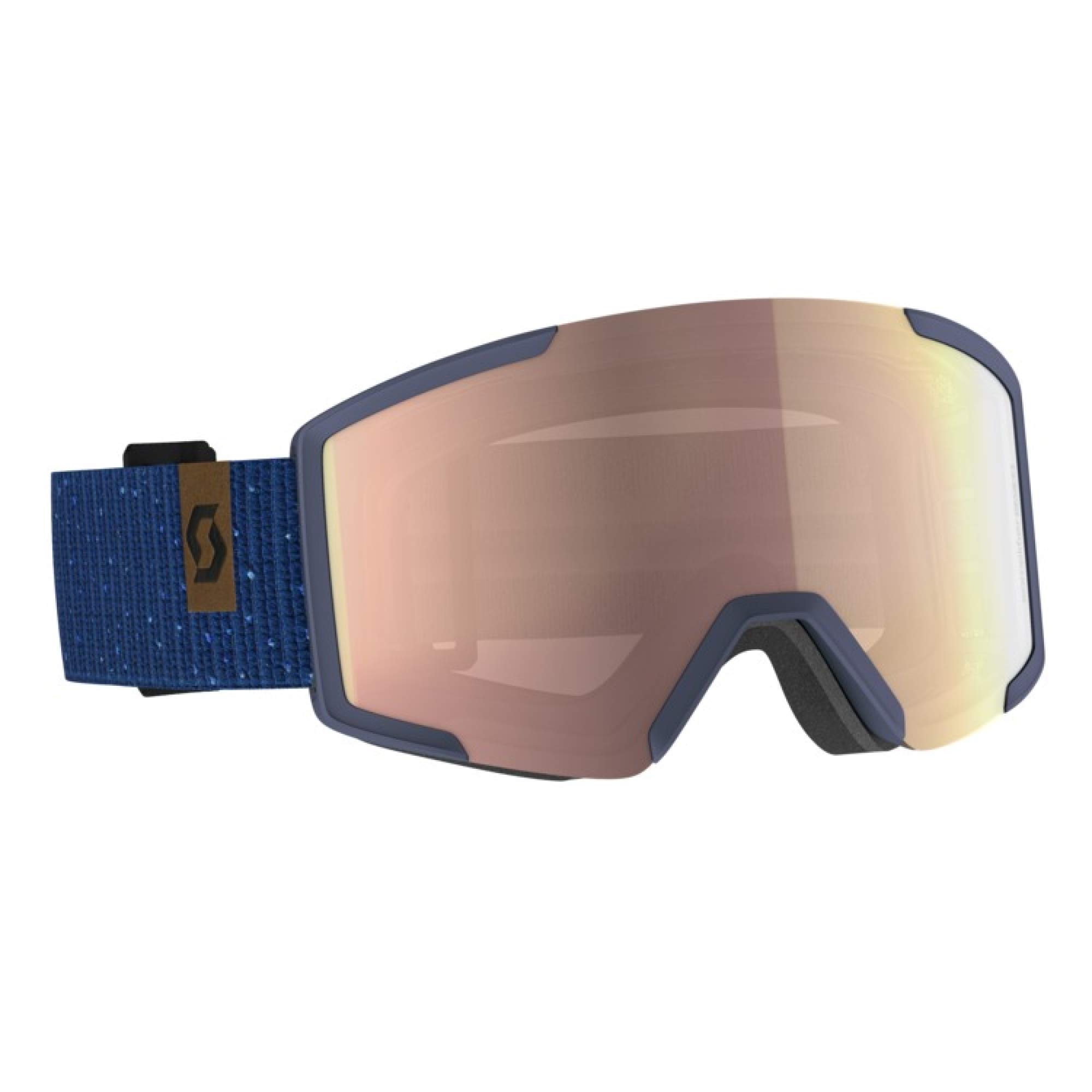 Scott Shield Snow Goggles (Dark Blue/Majolica Blue / Enhanced Rose Chrome, One Size) - 2022