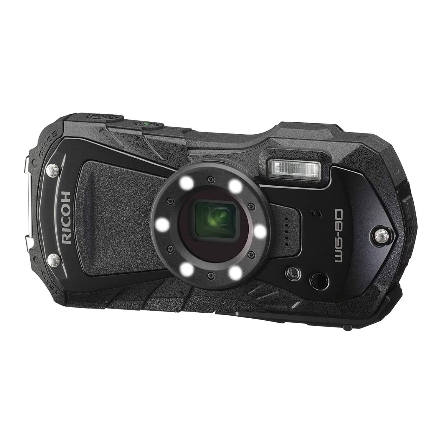 Ricoh WG-80 Digital Camera (Black) Bundle with 64GB Ultra SDXC UHS-I Memory Card and Mount Chest Harness (3 Items)