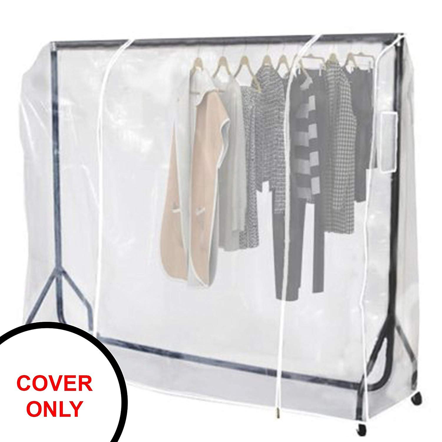 Ruibo Clear Garment Rack Cover Dustproof Clothes Rack Cover With 2 Durable Zipper/Clothing Waterproof Protector (L:71x20x60 inch), Ethylene Vinyl Acetate