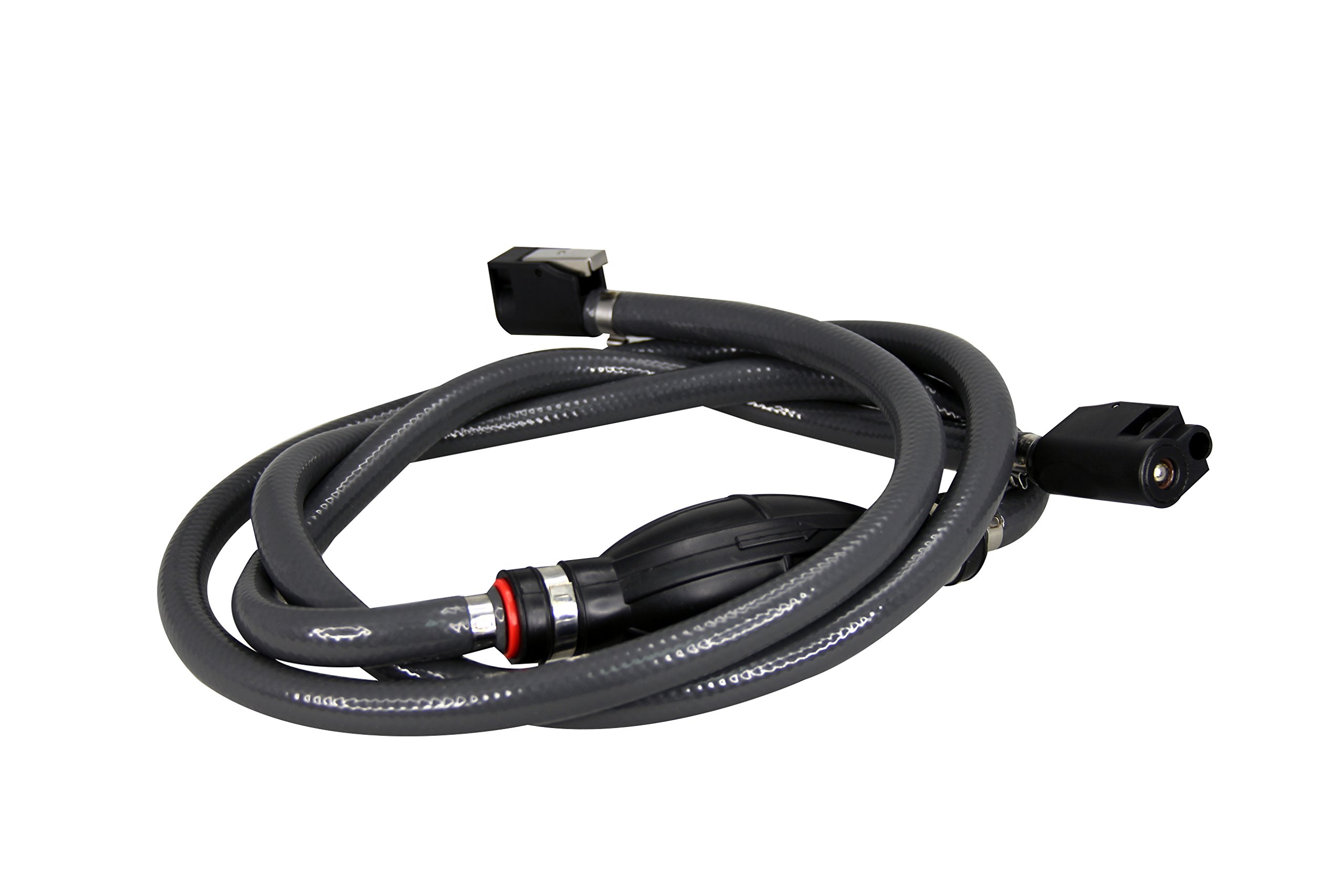 Pactrade Marine Grey Durable Fuel Line Assembly Hose Barbs Rubber Primer Bulb Lengthy 7 ft feet Resistant Material Cover Fuel Flow (3/8" Hose, Mercury Connectors)