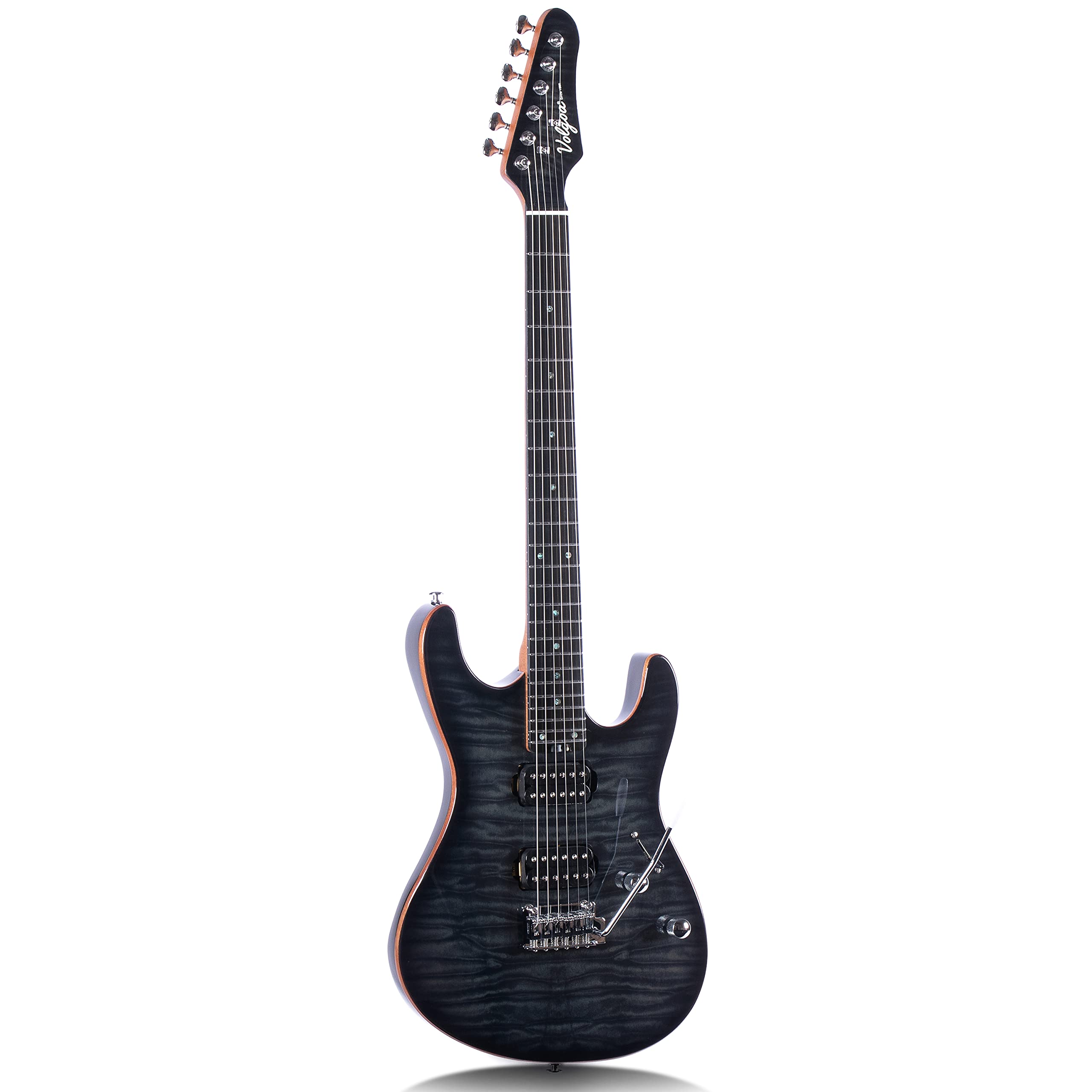 Volgoa VSR-1 Electric Guitar with Mahogany Solid Body,Roasted Maple Neck, and Rosewood Fingerboard 6 String Guitar (Black-Synthetic Veneer)